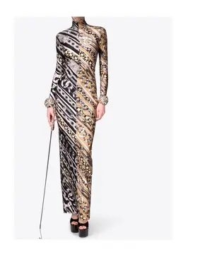 AREA Long Sleeve Turtleneck Dress