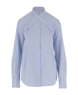 Off-White Belted Buttoned Long-sleeved Shirt - Gray