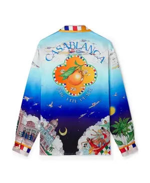 Casablanca Cuban-collar Silk Shirt
