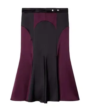 Off-White Pleated Satin Midi Skirt - Black