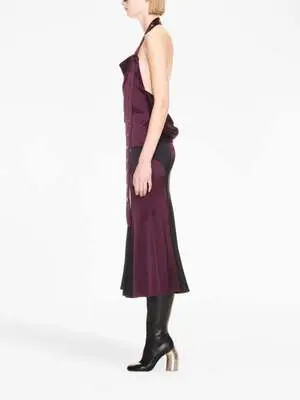 Off-White Pleated Satin Midi Skirt