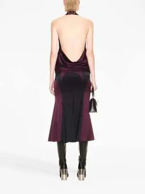 Off-White Pleated Satin Midi Skirt