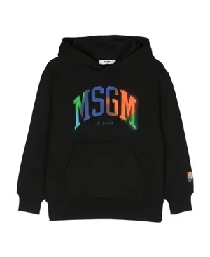 MSGM Logo-print Cotton Hoodie - Black