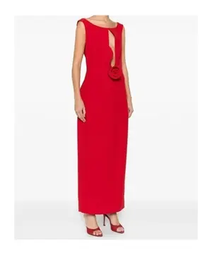 Magda Butrym Sleeveless Floral Appliqué Midi Dress