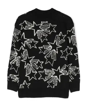 MSGM Patterned Intarsia-knit V-neck Cardigan