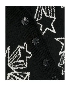 MSGM Patterned Intarsia-knit V-neck Cardigan