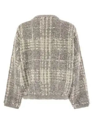 Brunello Cucinelli Checked Drop Shoulder Knitted Jumper