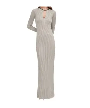 Brunello Cucinelli Sparkling Ribbed Knit Dress - Nude