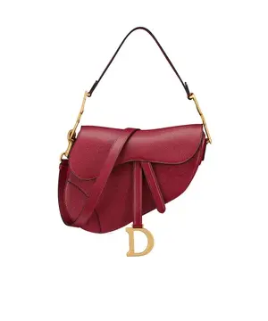 Dior Dior Saddle Bag With Adjustable Shoulder Strap Cherry Red