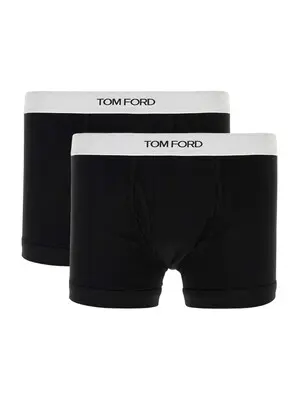 TOM FORD Set Of 2 Cotton Boxers With Logo Elastic - Black