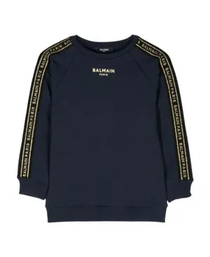 Balmain Logo-tape Cotton Sweatshirt - Blue