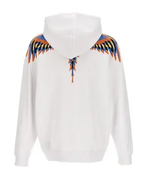 MARCELO BURLON COUNTY OF MILAN Wings Printed Drawstring Hoodie - White