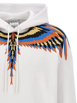 MARCELO BURLON COUNTY OF MILAN Wings Printed Drawstring Hoodie - White