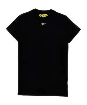 Off-White Off Stamp Cotton T-shirt Dress - Black