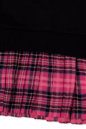 Off-White Pleated Checked Hooded Dress
