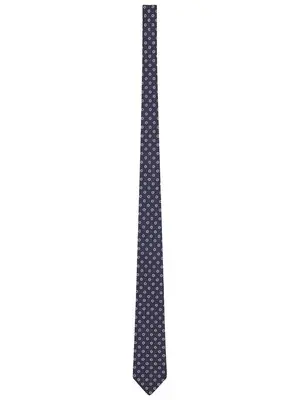 Saint Laurent Jacquard Silk Neck Tie - Blue