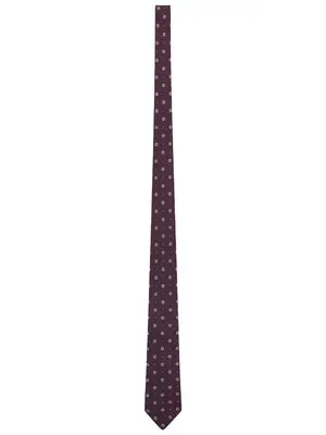Saint Laurent Jacquard Silk Tie - Red