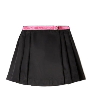Off-White Logo-belt Pleated Skirt - Black