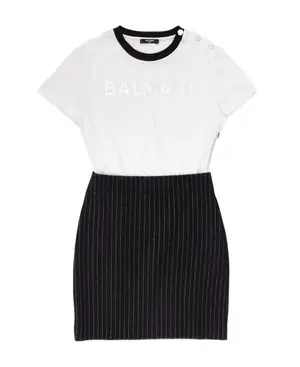 Balmain Logo-lettering Striped Dress