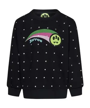 BARROW Logo-print Rhinestone-embellished Cotton Sweatshirt - Black