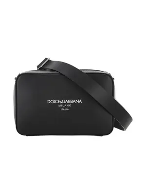 Dolce & Gabbana Dolce Gabbana Logo Printed Zipped Messenger Bag - Black
