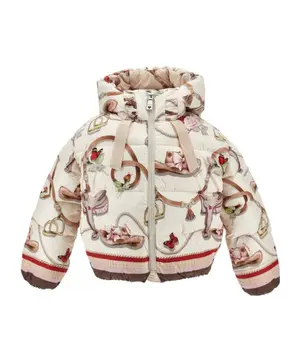 Monnalisa Equestrian-print Padded Jacket - Nude
