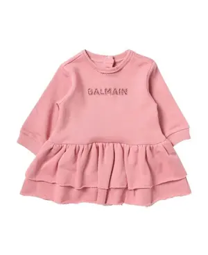 Balmain Logo-embroidered Tiered Dress - Pink