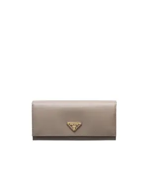 Prada Triangle-logo Leather Wallet - Clay Grey