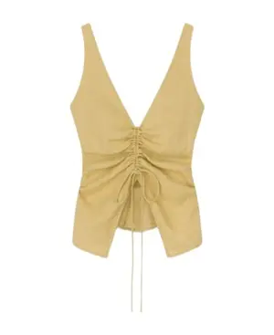Nanushka Linen Drawstring Top - Nude