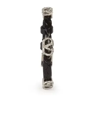 Valentino Garavani Vlogo Embellished Leather Bracelet