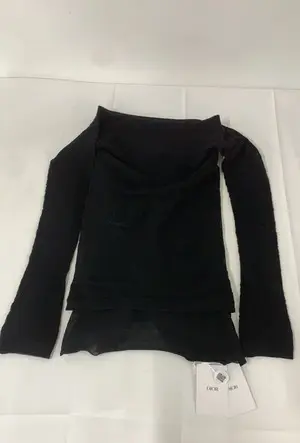 Dior Off-the-shoulder Draped Long-sleeve Sweater