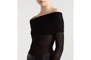 Dior Off-the-shoulder Draped Long-sleeve Sweater