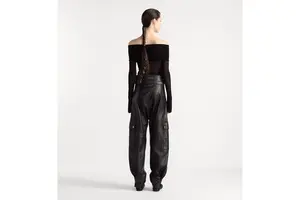 Dior Off-the-shoulder Draped Long-sleeve Sweater