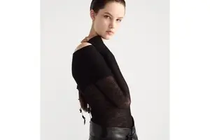 Dior Off-the-shoulder Draped Long-sleeve Sweater