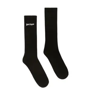 Palm Angels Logo Embroidered Socks - Black