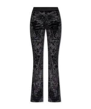 Versace Flared Velour Trousers - Black