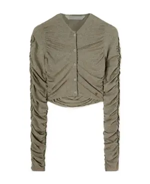Palm Angels Ruched Lurex Cropped Cardigan - Gray