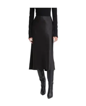 Vince Satin-finish Draped Midi Skirt - Black