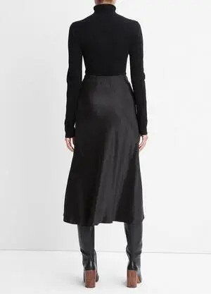 Vince Satin-finish Draped Midi Skirt