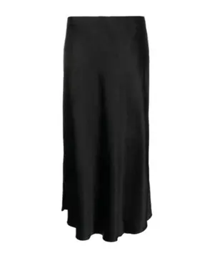 Vince Satin-finish Draped Midi Skirt - Black