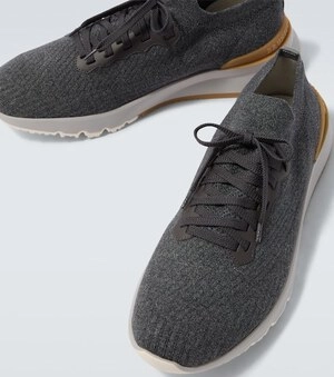 Brunello Cucinelli Leather-trimmed Sneakers