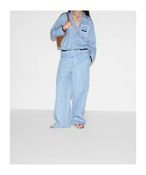 Gucci Printed Cotton Poplin Pants - Light Blue