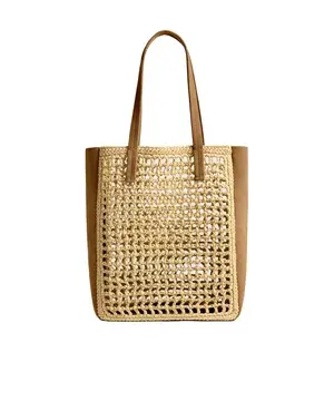 Khaite Small Zoe Woven-panel Tote Bag - Nude