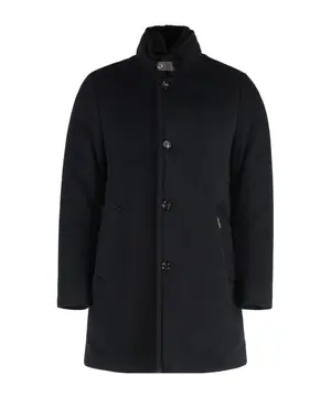 MOORER Feather-down Single-breasted Coat - Navy