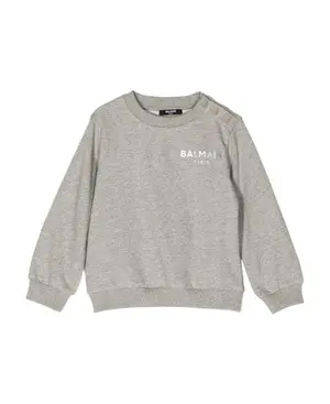 Balmain Logo-print Jersey Cotton Jumper - Gray