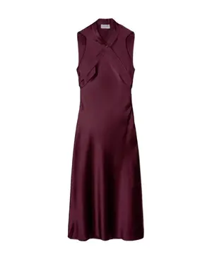 Off-White Buckle-detail Satin Midi Dress - Red