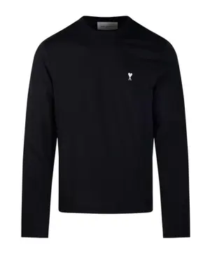 AMI Paris De Coeur Long-sleeved Crewneck T-shirt - Black