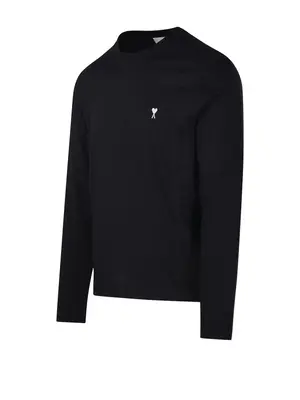 AMI Paris De Coeur Long-sleeved Crewneck T-shirt - Black