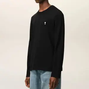 AMI Paris De Coeur Long-sleeved Crewneck T-shirt - Black