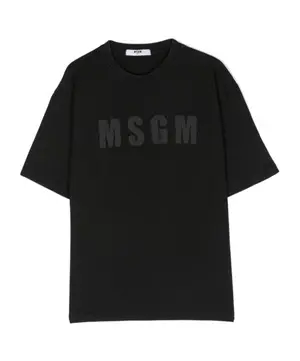 MSGM Logo-print Rhinestone-embellished T-shirt - Black